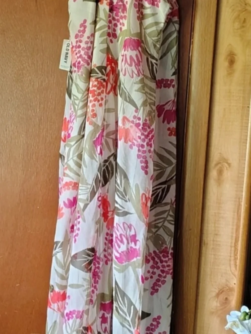 Old Navy | Dresses | Old Navy White Maxi Dress With Pink And Coral ...